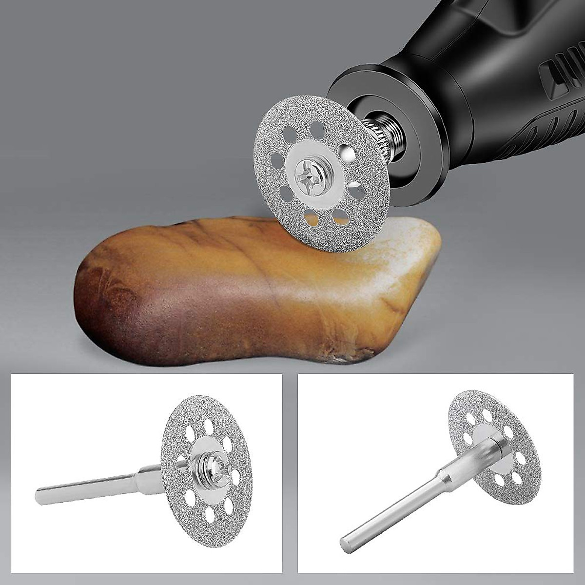 545 Diamond Cutting Wheel (22mm) 20pcs with 402 Mandrel (3mm) 4pcs and Screwdriver for Rotary Tools
