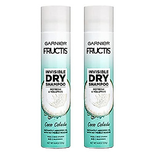 Garnier Fructis Volumizing Invisible Dry Shampoo, Coco Colada, 4.4 Oz,, 2 Count (Packaging May Vary)