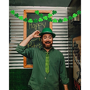 St Patricks Day Decorations, Felt Shamrock Decor Garland Banner Clover Decorations Irish Party Hanging Sign Garland Home Decor for Mantle Table Front Door