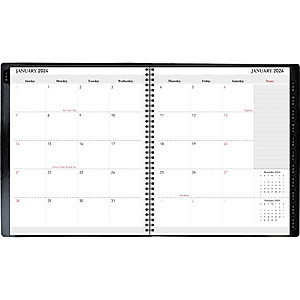 2024 Office Depot® Brand Monthly Planner, 9" x 11", Black, January to December 2024, OD710600