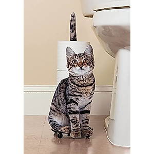 Tiger Striped Paper Holder - Photo-Realistic Cat Metal Paper Towel or Toilet Paper Dispenser