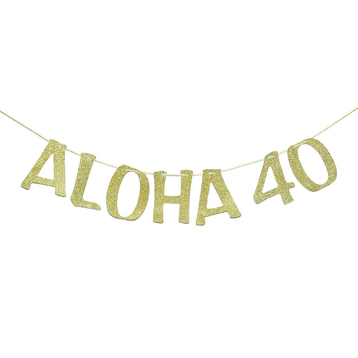 Aloha 40 Banner Sign Garland for 40th Birthday Anniversary Party Decorations Pineapple Party Decor Hawaiian Luau Tropical Theme Party Photo Prop Gold Glitter