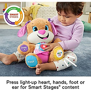 Fisher-Price Laugh & Learn Baby & Toddler Toy Smart Stages Sis Interactive Plush Dog With Music Lights & Learning Content For Ages 6+ Months