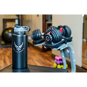 32oz Air Force Stainless Steel Insulated Water Bottle with Engraved USAF Logo - Air Force Gifts for Veterans | Disabled USMC Vet Owned SMALL Business