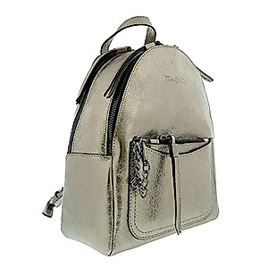 Pierre Cardin Bronze Leather Metallic Large Fashion Backpack for womens