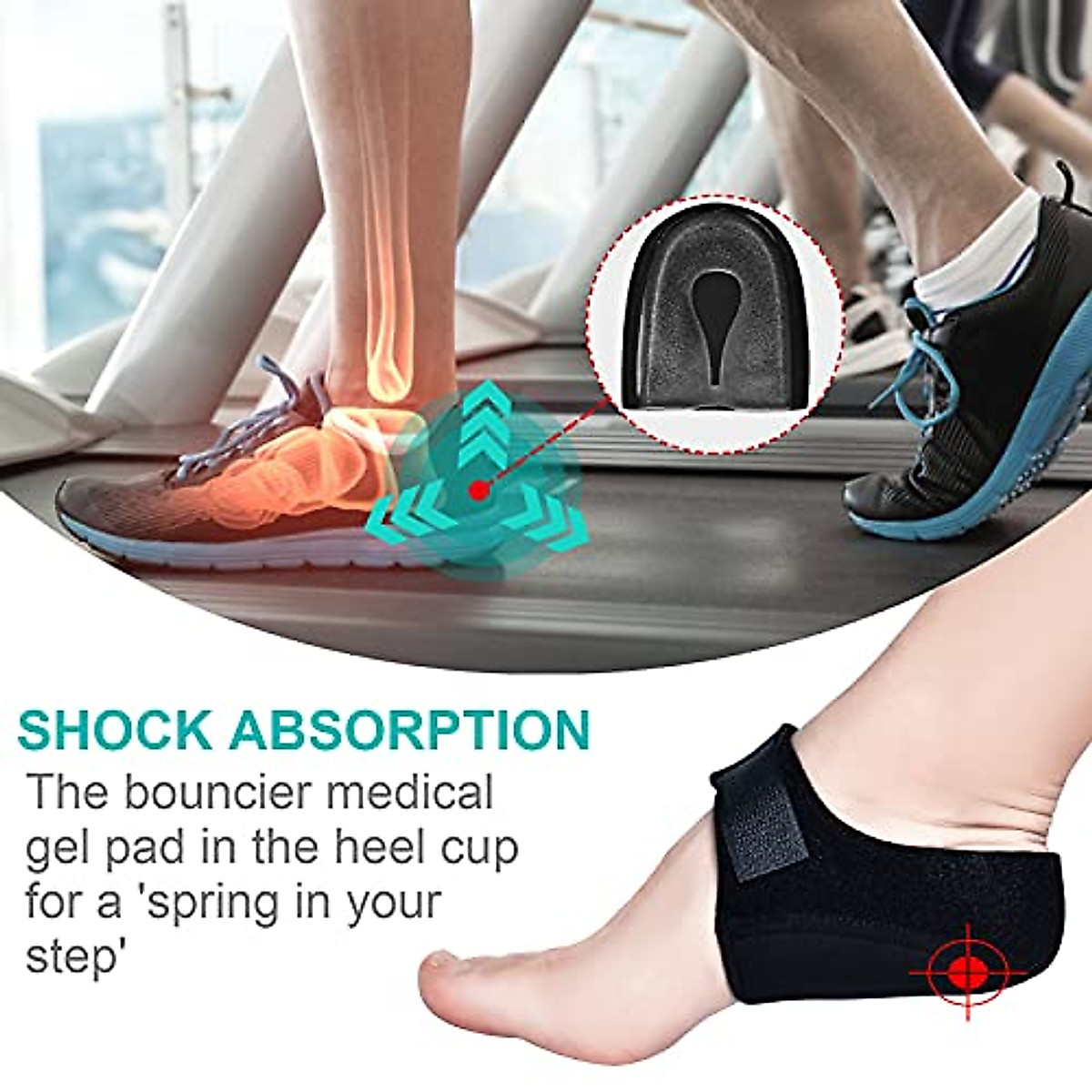 Plantar Fasciitis Heel Cups, Heel Cups for Heel Pain(4PCS), Heel Protectors for Plantar Fasciitis Relief, Adjustable Heel Pads for Heel Pain Relief, Achilles Tendinitis, Heel Spur (Black, L Size)