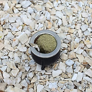 Cebala Yerba Mate cup set - Premium Ceramic yerba mate set (original from Uruguay) - Includes Leather mate cup (Light brown)