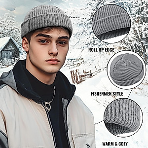 CLAPE Rolled Cuff Watch Cap Swag Beanie Cap Rolled Cuff Harbour Hat Wool Knited Winter Warm Ski Skull Hat Cap for Men Women