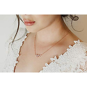 SWEETV Rose Gold Simple Wedding Back Necklace for Brides Bridesmaid, Bridal Backdrop Necklace, Crystal Leaf Chain Pendant Necklace for Women Prom