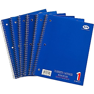 EPI Spiral Notebook | Wide - 70 Sheets, Durable Spiral Binding | 10.5 x 8 in | Classroom Supplies | School, Office, Note Taking, Journaling - 48 Pack