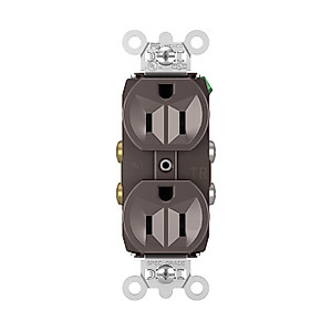 Legrand Pass & Seymour TR5262CC12 15 Amp Tamper Resistant Construction Specification Grade Duplex Receptacle Outlet, Back and Side Wire, Brown (1 Count)