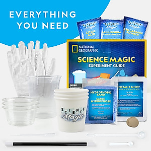 NATIONAL GEOGRAPHIC Magic Chemistry Set - Perform 10 Amazing Easy Tricks with Science, Create a Magic Show with White Gloves & Magic Wand, Great STEM Learning Science Kit for Boys and Girls