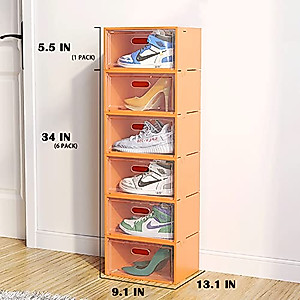 VONIKKU 12 Pack Shoe Storage Boxes, Clear Plastic Shoe Containers Bins with Lids, Stackable Foldable Drop Front Space Saving Shoe Organizer boxes for Closet, Bedroom, Bathroom (White)