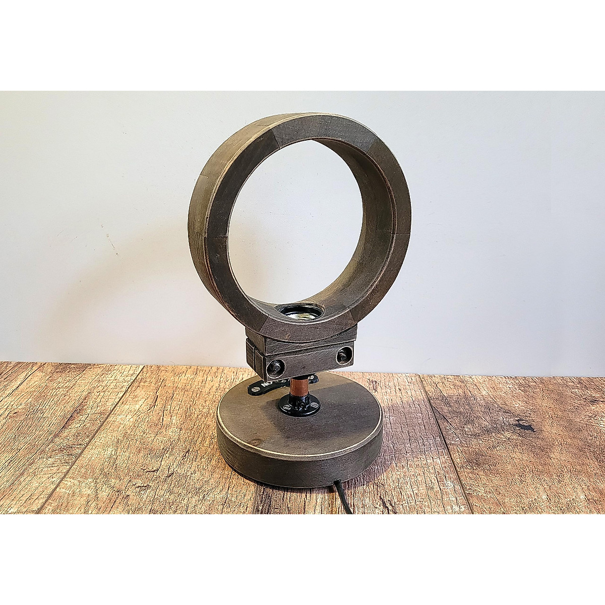 Wooden table lamp LWB, handmade steampunk author's design solid wood brass aged wood vintage rustic