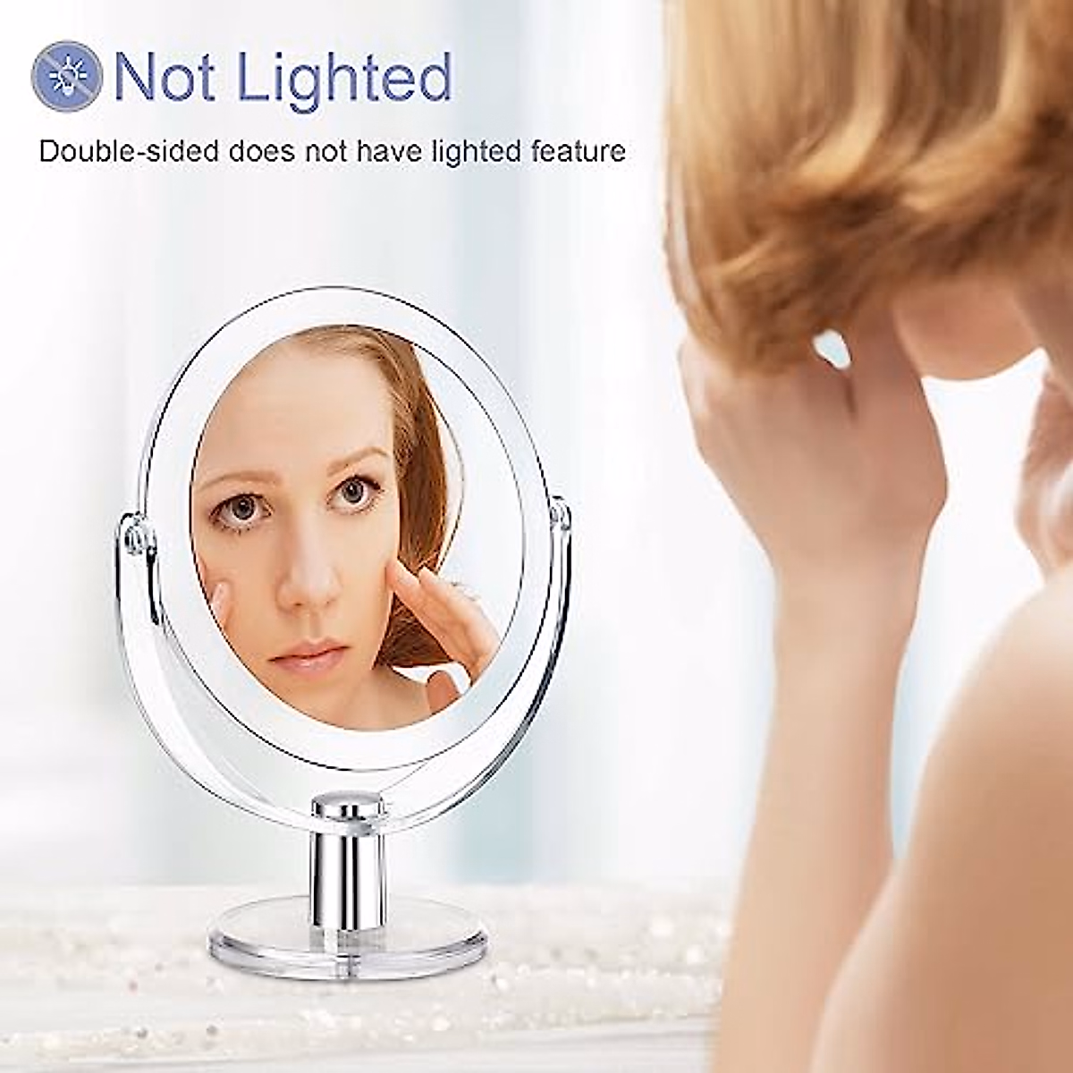 CLSEVXY Vanity Mirror Makeup Mirror with Stand, 1X/15X Magnification Double Sided 360 Degree Swivel Magnifying Mirror, 6.25 Inch Portable Table Desk Counter top Mirror Bathroom Shaving Mirror