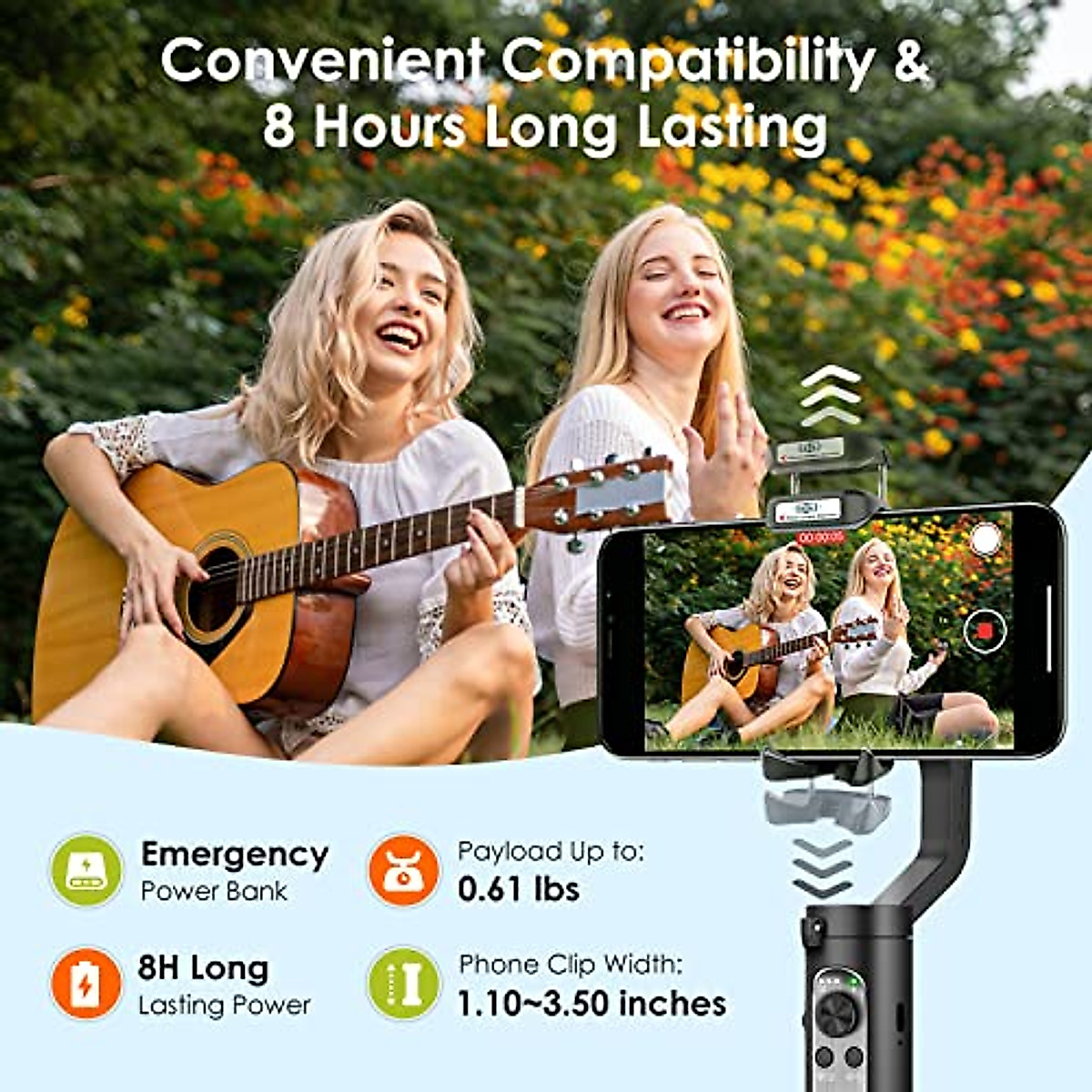 Gimbal Stabilizer for Smartphone, 3-Axis Phone stabilizer with Tripod, Foldable Phone Gimbal for Android and iPhone 14 PRO MAX, Stabilizer for Video Recording with 600° Auto Rotation - hohem iSteady X