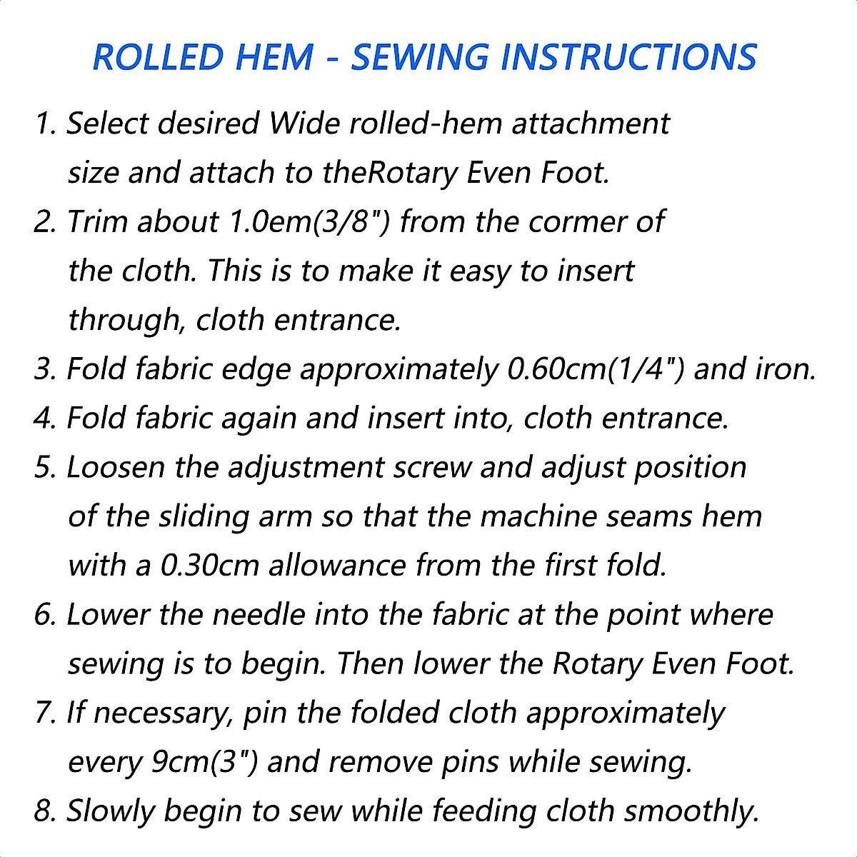 TISEKER 3 Sizes Wide Rolled Hem Pressure Foot Sewing Machine Presser Foot Hemmer Foot Set 1/2 Inch, 3/4 Inch, 1 Inch for Brother Singer and Other Low Shank Sewing Machine