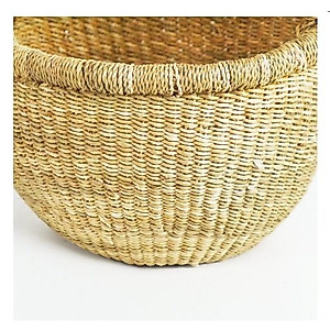 Hands Craft Fair Trade Ghana Bolga African Dye-Free Market Basket Natural Baskets (9"-11" Small)