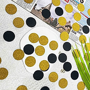 Paper Confetti Black and Gold Party Decorations 300pcs Glitter Table Confetti 1.2”Circles |for Wedding Birthday Graduation Decor|Popper Holiday|