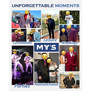 MY'S Men's 3 Piece Slim Fit Suit Set, Two Button Blazer Jacket Vest Pants with Tie, Solid Wedding Dress Tux and Trousers Black Small