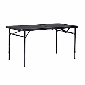 DOrame 4' Fold-in-Half Adjustable Table, Rich Black