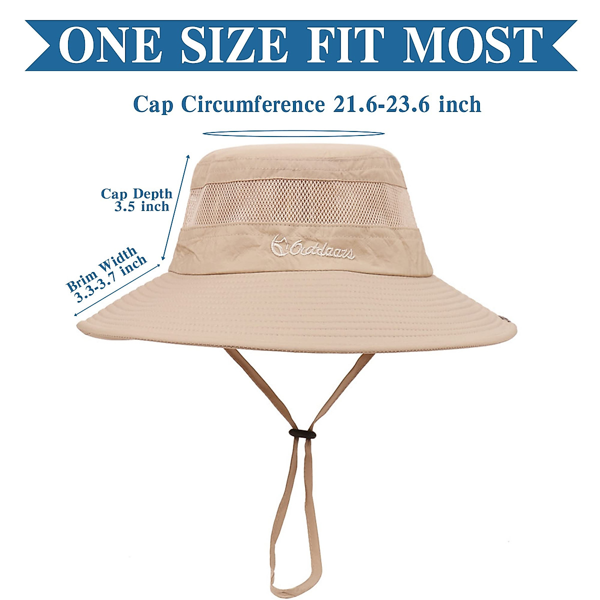 UTTPLL Sun Hat for Men Women Waterproof Hats UPF 50+ Sun Protection Hat with Breathable Safari Windproof Fishing Hat Khaki& Beige