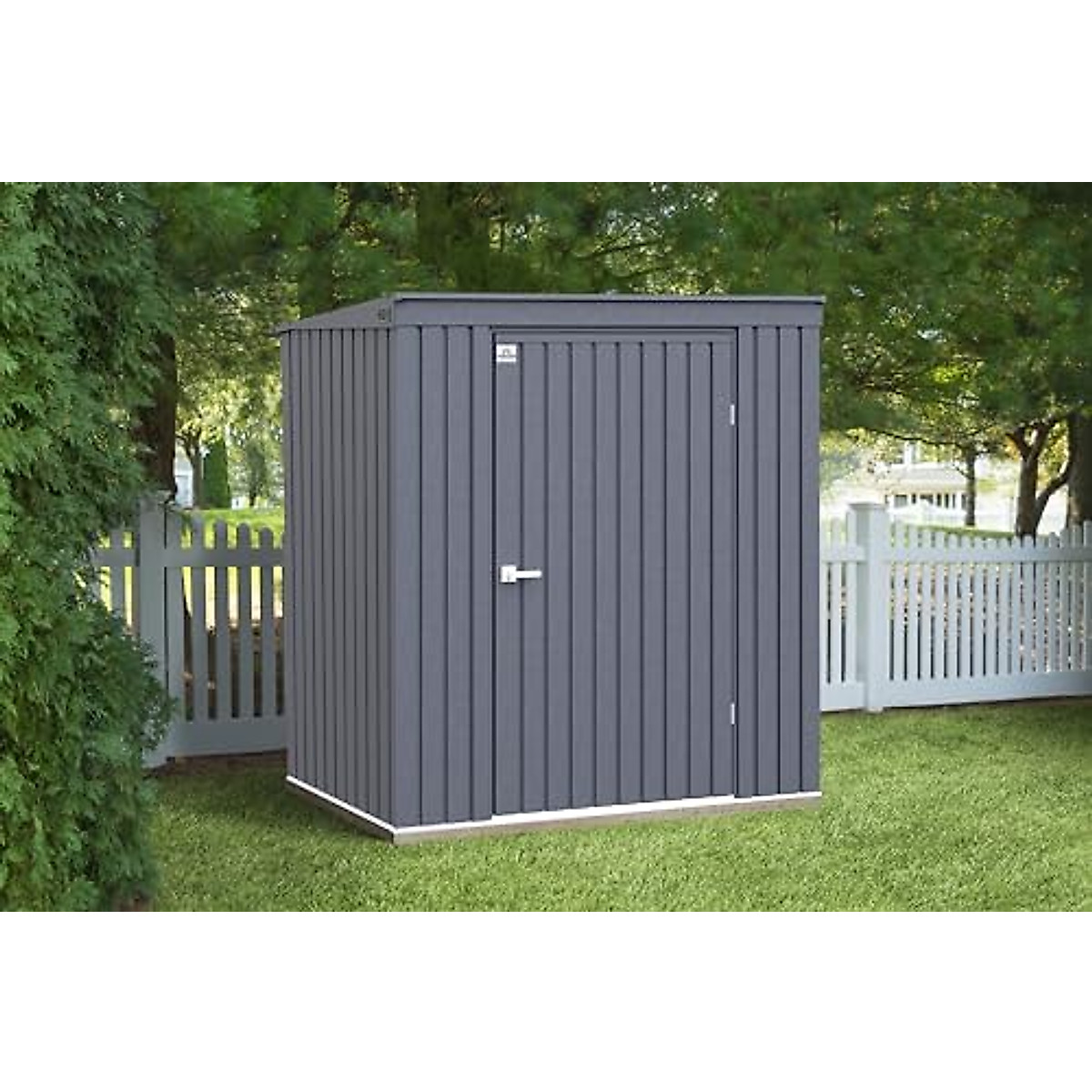 Arrow Shed Elite 6' x 4' Outdoor Lockable Steel Storage Shed Building with Pent Roof, Anthracite