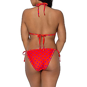 Smart & Sexy womens String Bikini Set, Bright Polka Dot Print, Medium US
