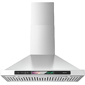 BRANO 30 Inch Wall Mount Range Hood with Voice/Gesture/Touch Control, 900 CFM Kitchen Hood Vent with 4 Speed Exhaust Fan, Ducted/Ductless Convertible Stove Hood with Memory Mode, 4 Adjustable Lights