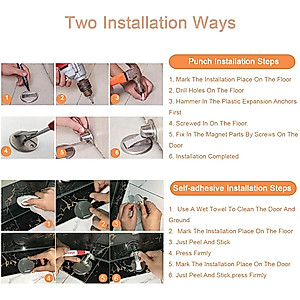 KOLAKO Magnetic Door Stop,Magnetic Door Stopper Brushed Satin Nickel,Floor Metal Magnetic Door Catch Invisible Door Holder with Adhesive,Stainless Steel Heavy Duty Silver Doorstop