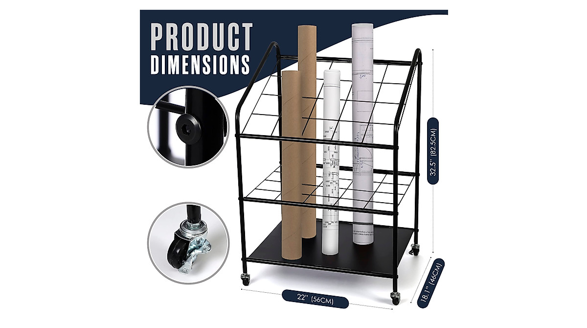 Houseables Blueprint Holder - 20 Slot Storage Rack
