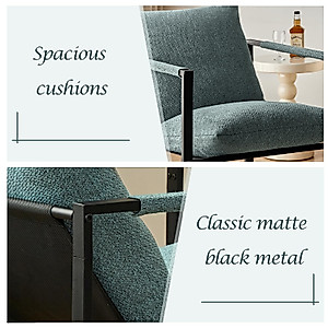 Wimarsbon Modern Accent Chair, Mid Century Sitting Chair with Sponge Cushion, Comfy and Sturdy Lounge Chair with Metal Leg for Bedroom, Living Room, Office,Easy Assembly (Linen - Aqua)