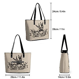 Womens Handbag Sketch Easter Bunny Leather Tote Bag Top Handle Satchel Bags For Lady