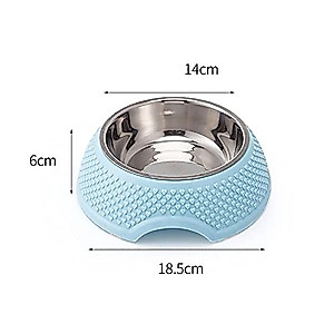 FUUIE Bowls for Food and Water Household Stainless Steel Pet Bowl, Suitable for Dogs and Cats, Bite Resistant, Non-Slip, More Durable (Color : Blue)