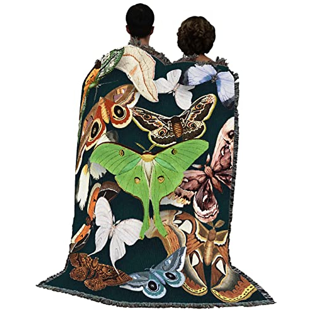 Pure Country Weavers Moths Emerald Blanket - Gift Tapestry Throw Woven from Cotton - Made in The USA (72x54)