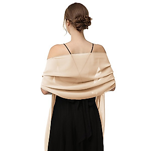 Baoqiya Women's Scarf Shawls and Wraps for Evening Dress Chiffon Shawl Soft Elegant Silky Pashmina Wedding Bridal Scarves(Champagne, 79"×19")