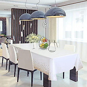 Bluechok Gold Polka Dots Plastic Tablecloths 2 Pack White Disposable Table Covers Bridal Shower Party Tablecovers 54'' x 108'' Table Cloths for Picnic Birthday Wedding Parties 8 Foot Rectangle Table