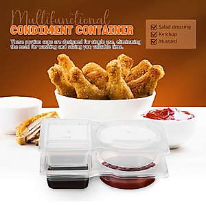 Gatuida Double Compartment Condiment Containers with Lids: 20PCS Disposable 2 Compartment Condiment Containers Seasoning Cup for Sauce Salad Travel Sampling