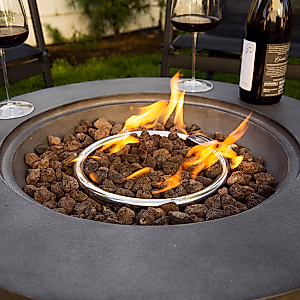 Barton Propane Gas Fire Pit Table Concrete w/PVC Cover & Lava Rocks 40,000 BTU 27.5" Outdoor Patio Garden Firepit Heater Backyard