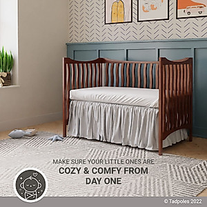 Tadpoles Dust Ruffle Crib Skirt | 28" x 52" with a 14" Drop | Made of 100% Softly Brushed Microfiber Polyester | Easy to Care for | Soft, Smooth, Breathable & Durable | Ideal for Babies | Grey