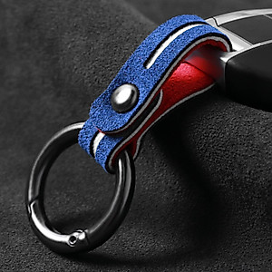 BETTERHUMZ M-Color Alcantara Leather Keychain Ring,Universal Key Chains for Key Fobs for Men and Women Car Accessories (French Style)