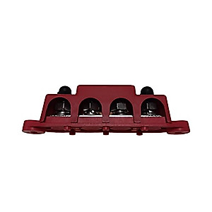 4 Way 7 Point Terminal Junction Busbar 3/8" Red