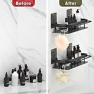 YOUNG MAGIC Shower Caddy Organizer Shelves Shelf 2-Pack, Aluminum, Rustproof, No Drilling, Suitable For Bathroom, Toilet, Kitchen, Powder Room, Etc