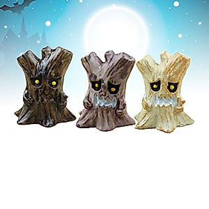 3pcs Halloween Miniature Micro Landscape Moss Succulent Potted Ornaments Bonsai Fairy Garden Landscape DIY Decor Desktop Ornaments (Grey + Yellow + Purple)