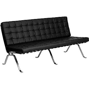 Flash Furniture HERCULES Flash Series Black LeatherSoft Sofa with Curved Legs