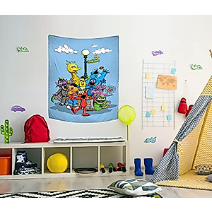 Jay Franco Sesame Street Retro Gang Tapestry – 50 x 60 Inch Wall Hanging Features Elmo and His Friends – Kids Room Décor