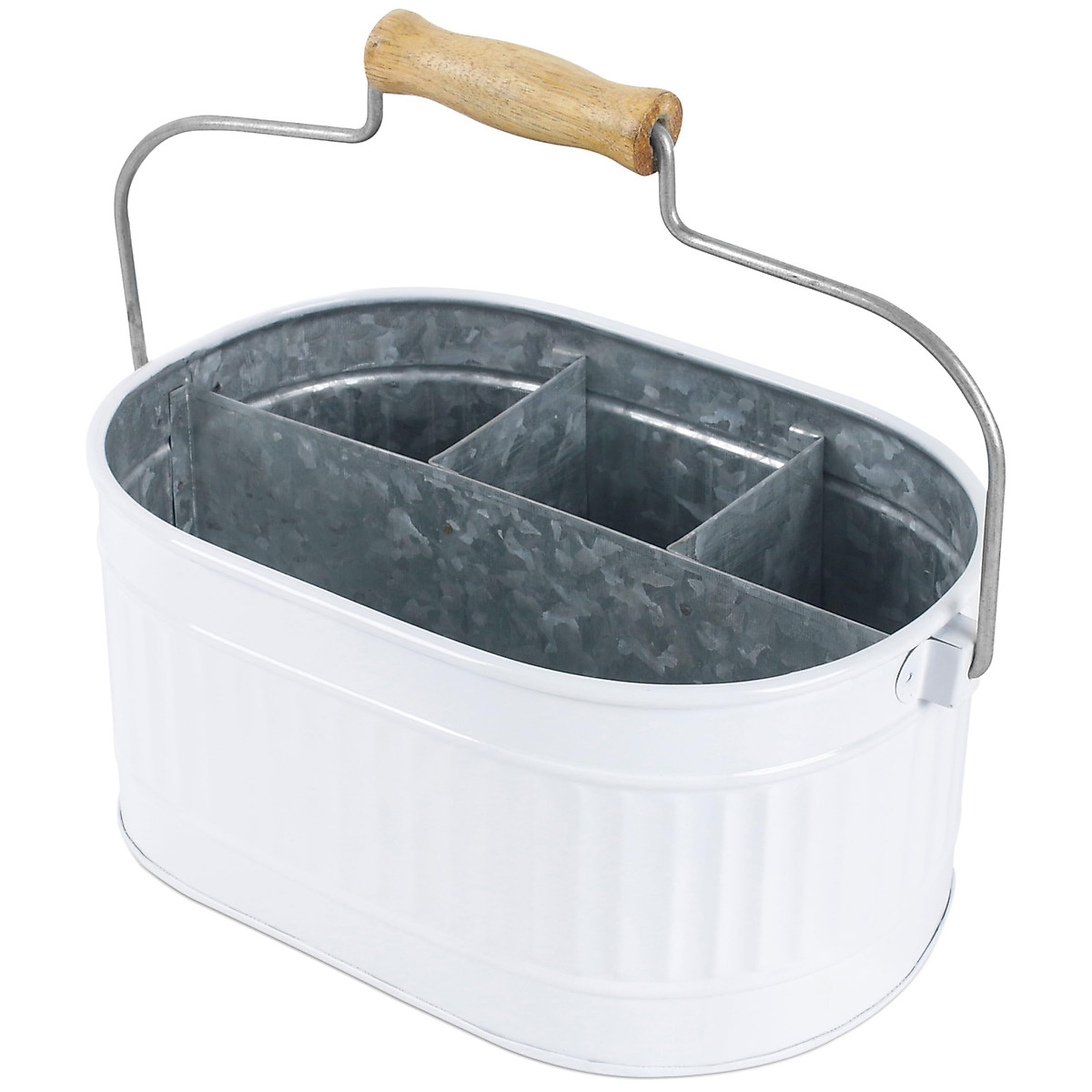 utensil caddy for parties, utensil caddy for countertop, kitchen utensil caddy, plate and utensil caddy - picnic utensil caddy, kitchen utensil caddy for countertop - 12 Inches (Snowy White/Grey)