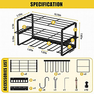 Kototen Power Tool Organizer, Drill Holder Wall Mount, Heavy Duty Garage Tool Storage Rack, Utility Storage Rack for Cordless Drill & Charging Station & Screwdriver