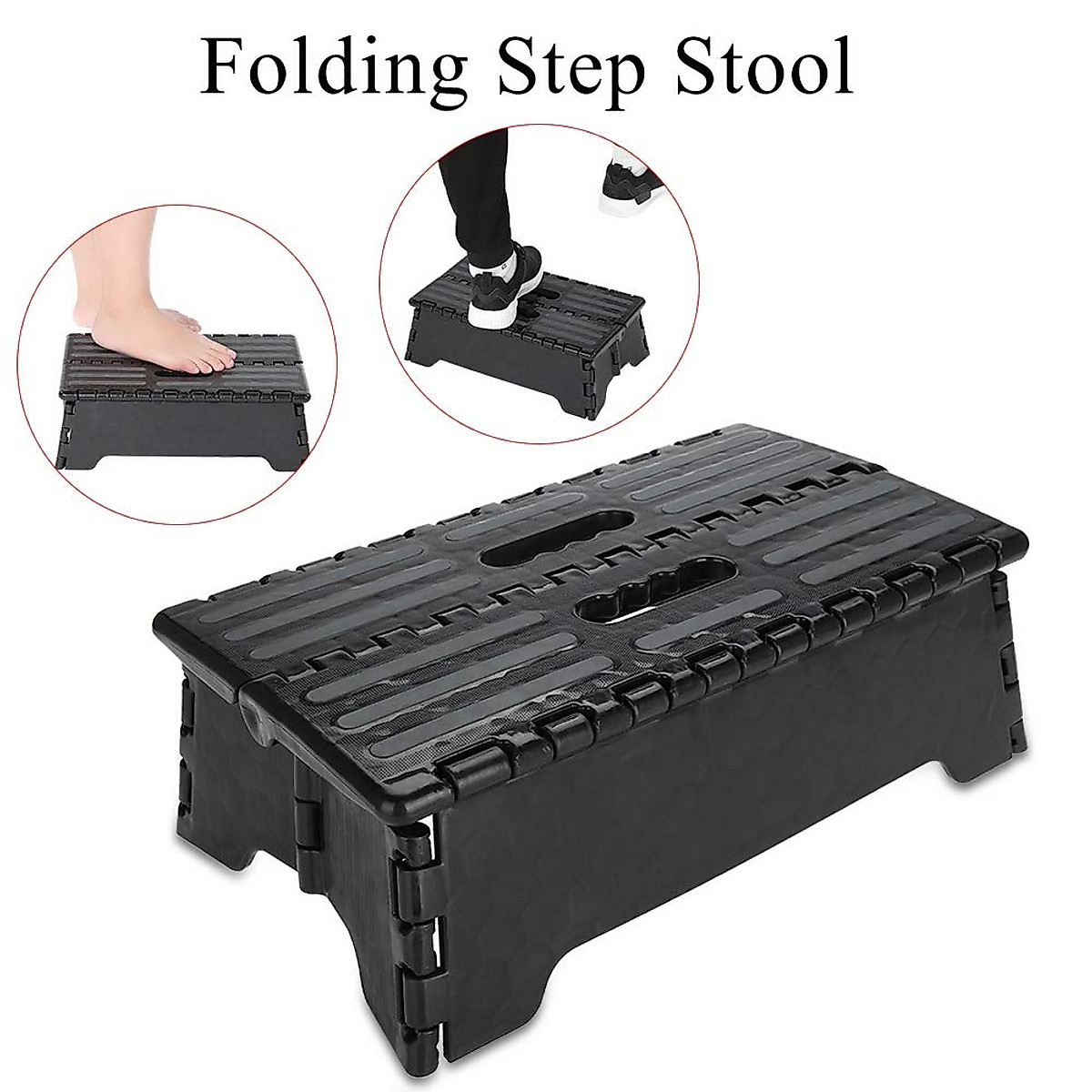 ZJchao Folding Step Stool, Portable Step Ladder Half Step Ladder Foot Step Stool for Elderly Pregnant Bathroom Travel Use Adults, Kitchen Garden Bathroom Stepping Stool Foldable Stool(Black)