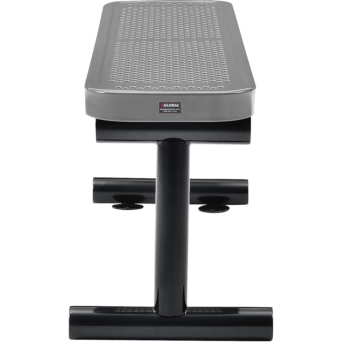 Global Industrial 48" L Outdoor Steel Flat Bench, Perforated Metal, Gray